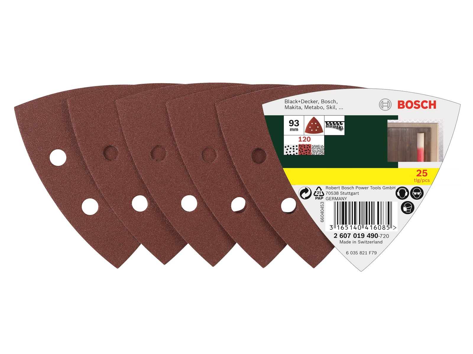 Bosch 25-delers slipepapirsett til deltasliper, korning 120 G= 120