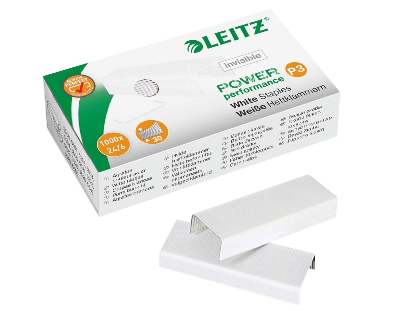 Leitz Heftestift 24/6 P3 Hvit Eske/1000 | Billig