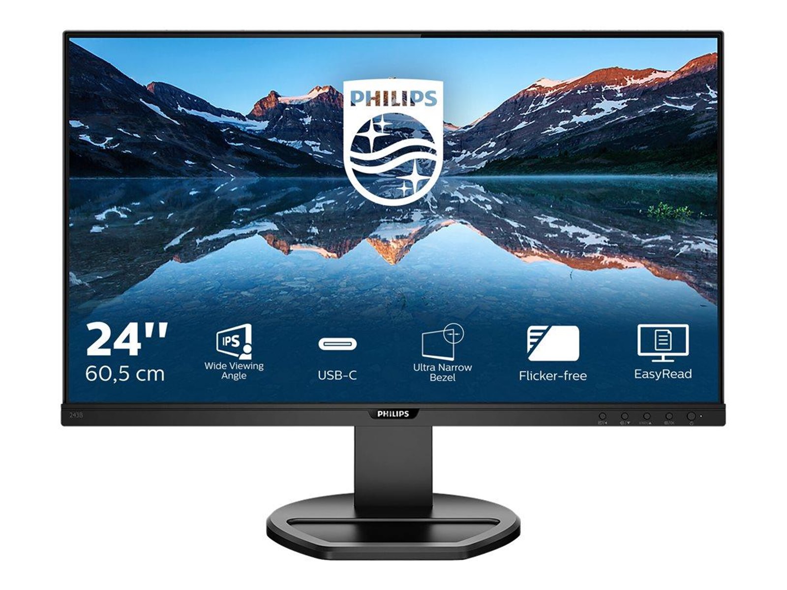 24" Philips B Line 243B9 75Hz USB 65W Hub Speakers | Billig