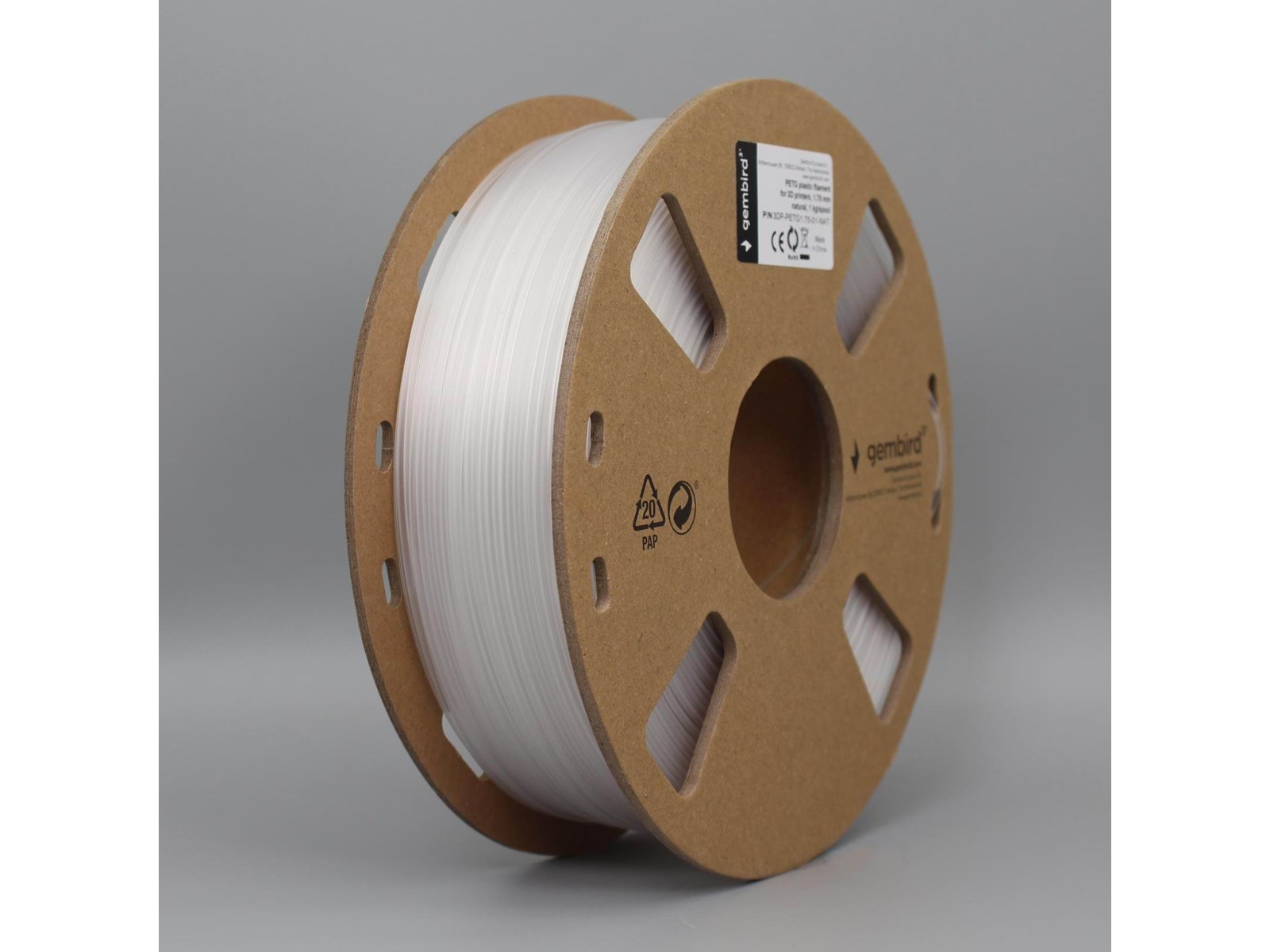 Gembird PETG (PET, PETT) filament - Naturlig - 1.75mm ø - 1 kg