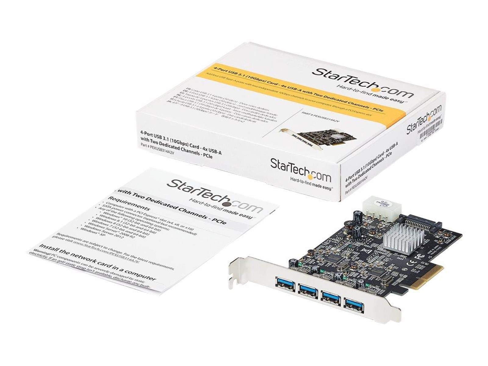 StarTech.com 4-Port USB PCIe Card - 10Gbps USB 3.1/3.2 Gen 2 Type-A PCI ...