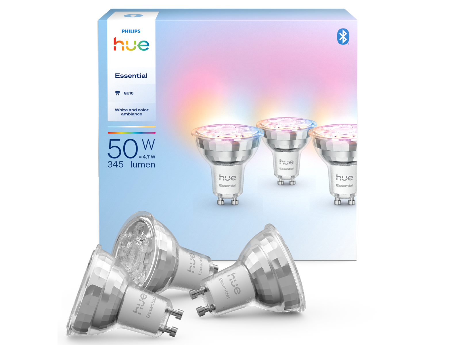 Philips Hue Essential GU10 – smartspot – 345 lm – 4,7 W – 3-pakning
