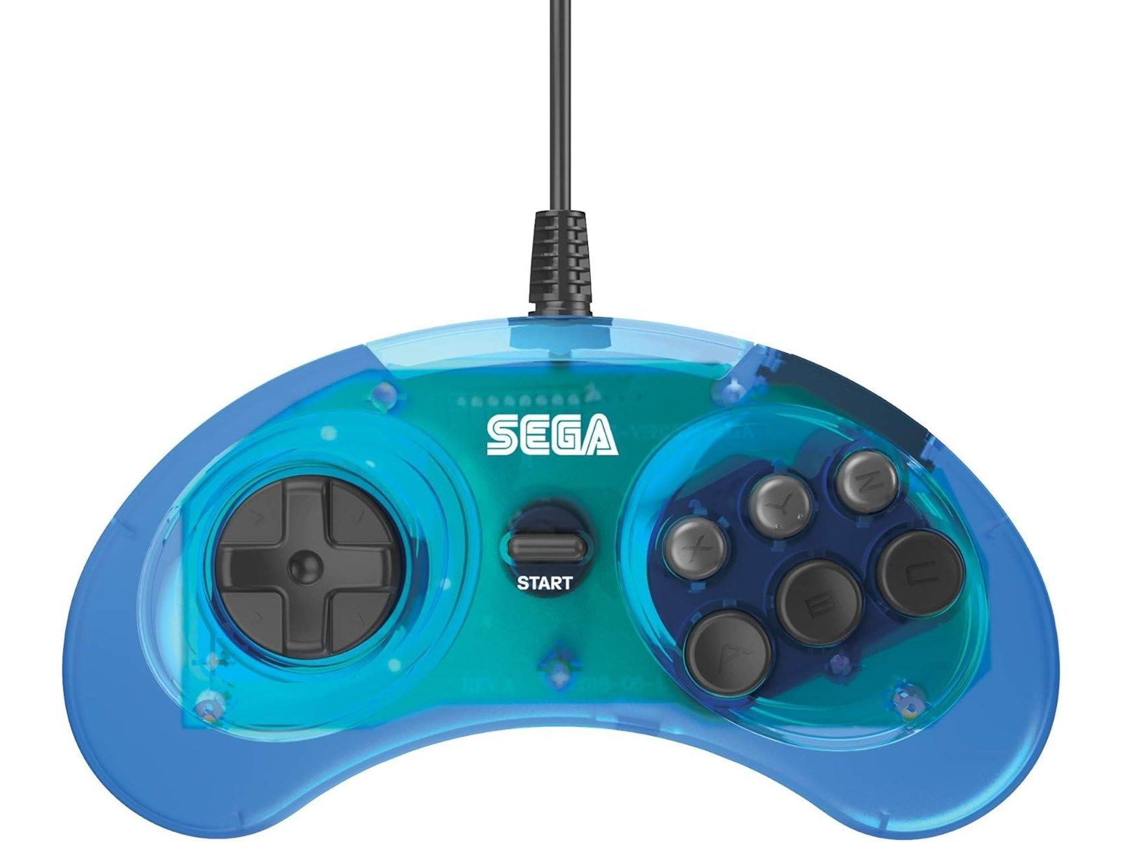 Retro-Bit 6-button Arcade Pad USB - Clear Blue - Wired Controller - MAC