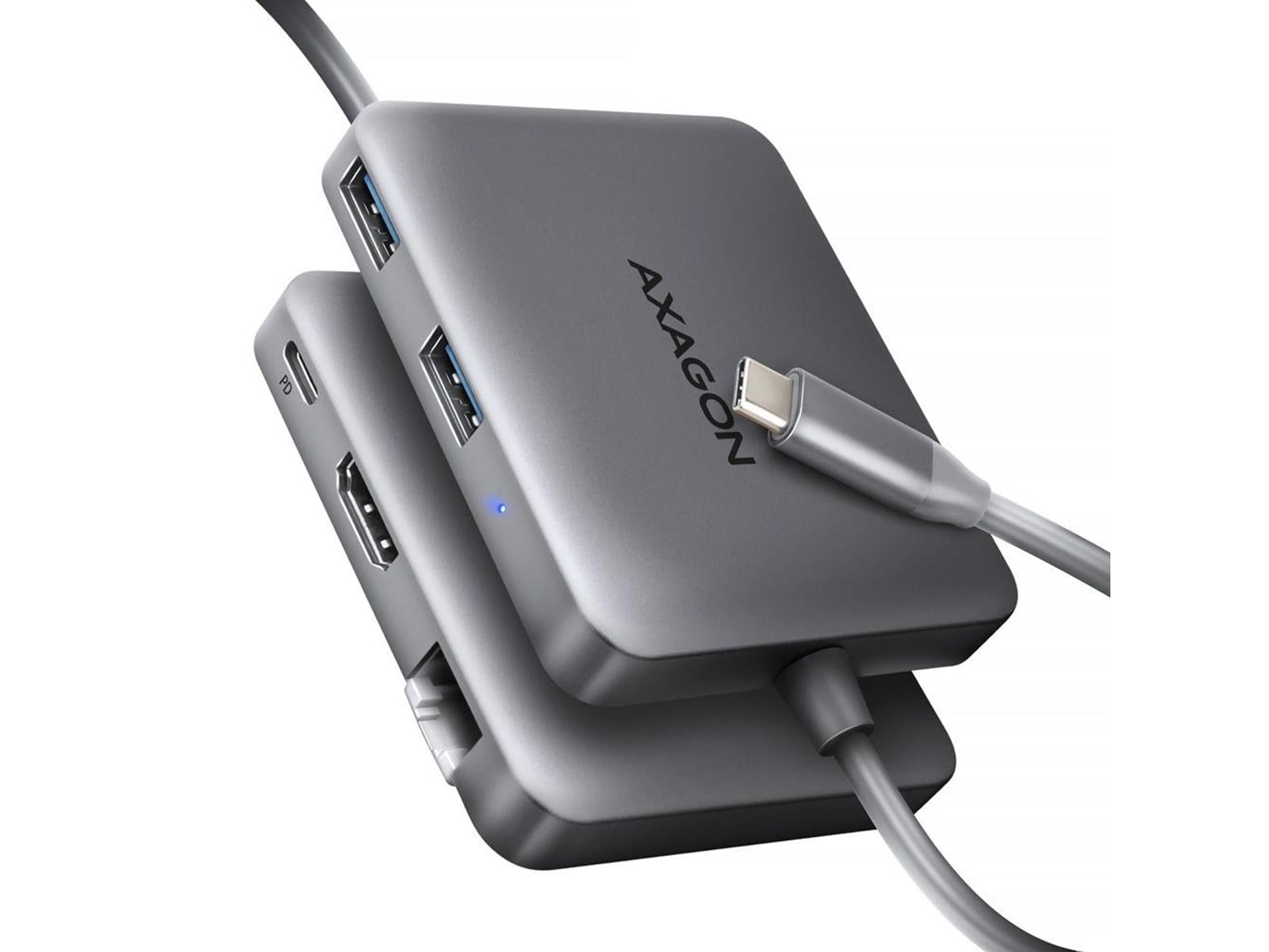 AXAGON SuperSpeed USB-C Hub USB-hub - USB 3.0 - 5 porter - Sølv