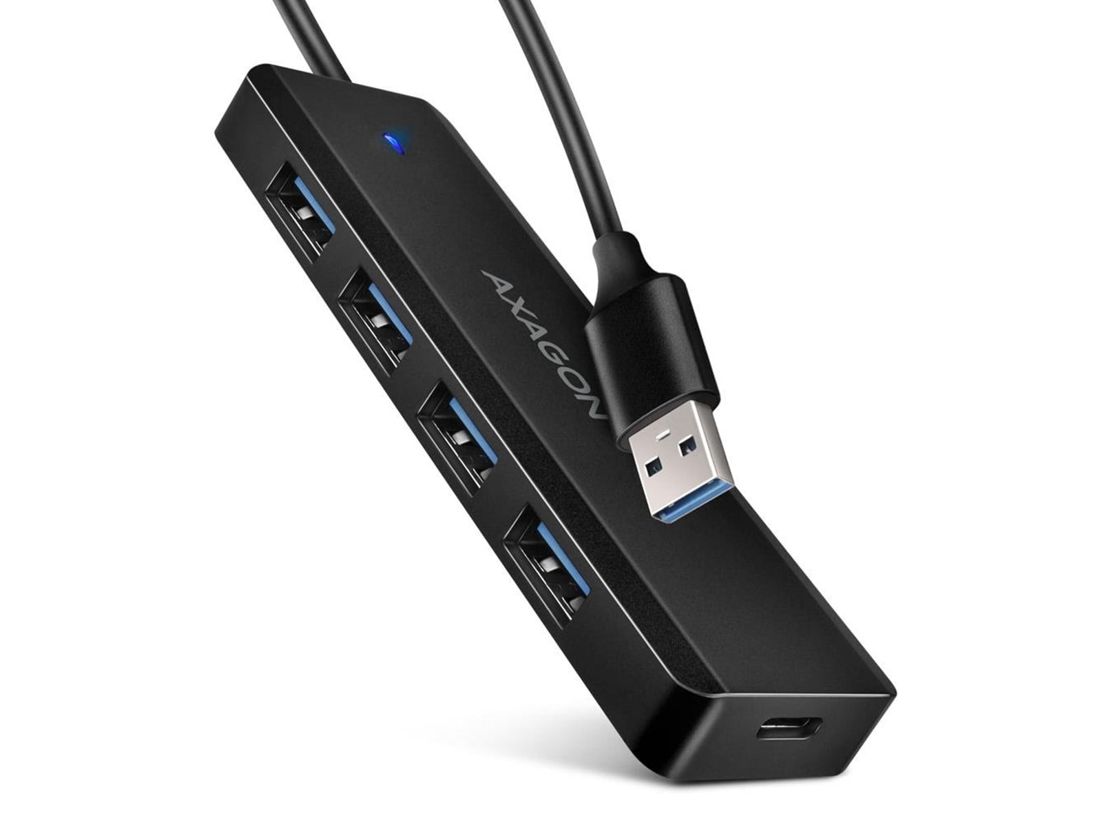 AXAGON SuperSpeed USB-A Travel Hub USB-hub - USB 3.2 - 4 porter - Svart