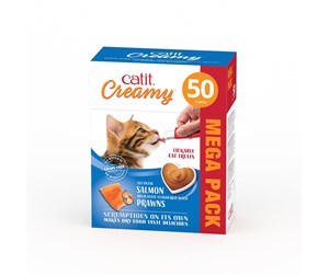 - Catit Creamy Premium Treat for Cats - Salmon w. prawn - mega pack 50 ...