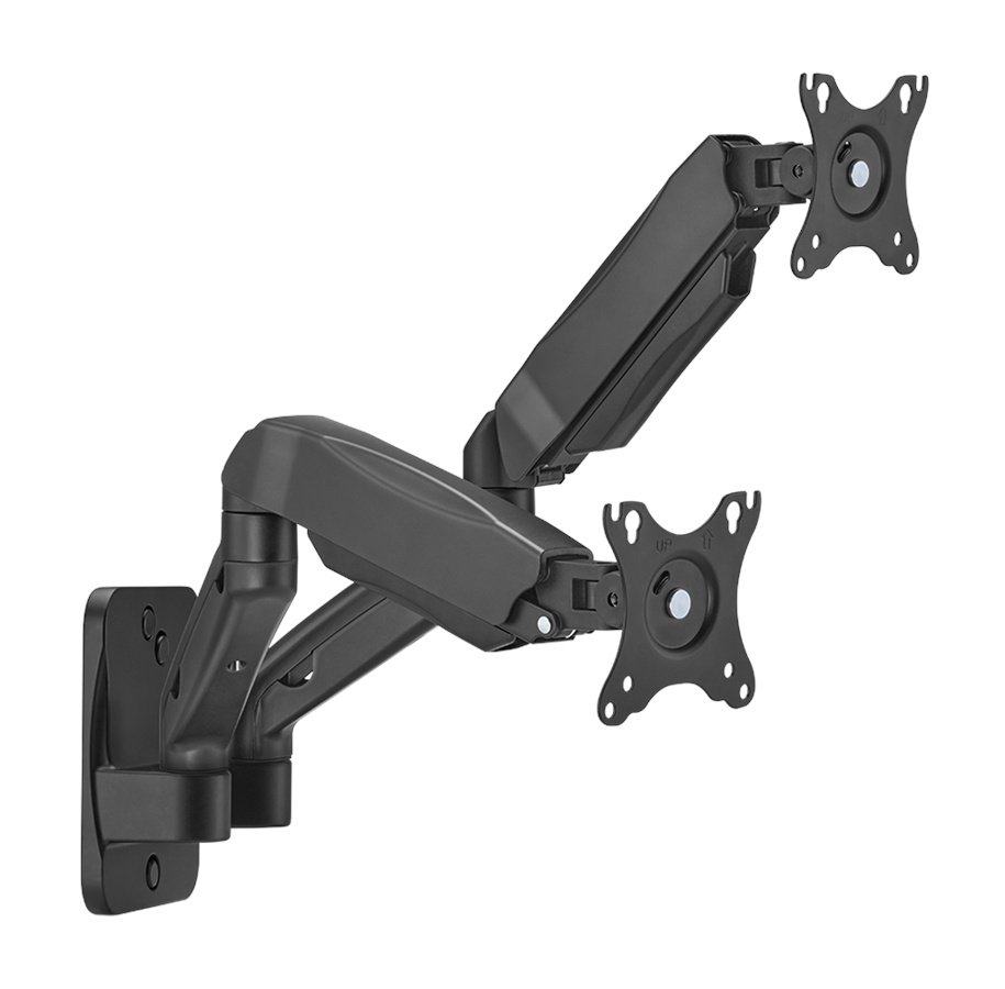 DUTZO Skjermholder for 2 skjermer (17"-32") - Veggmontert-utgave (Svart)
